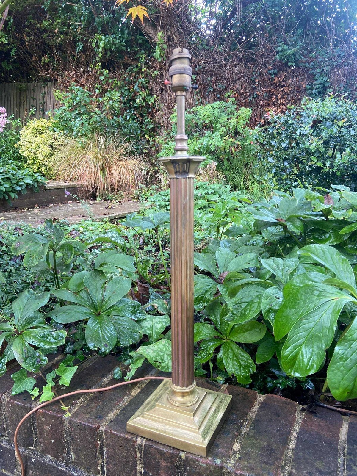 Vintage 1960s/70s Tall Bronze Column Lamp With Square Base | Vinterior