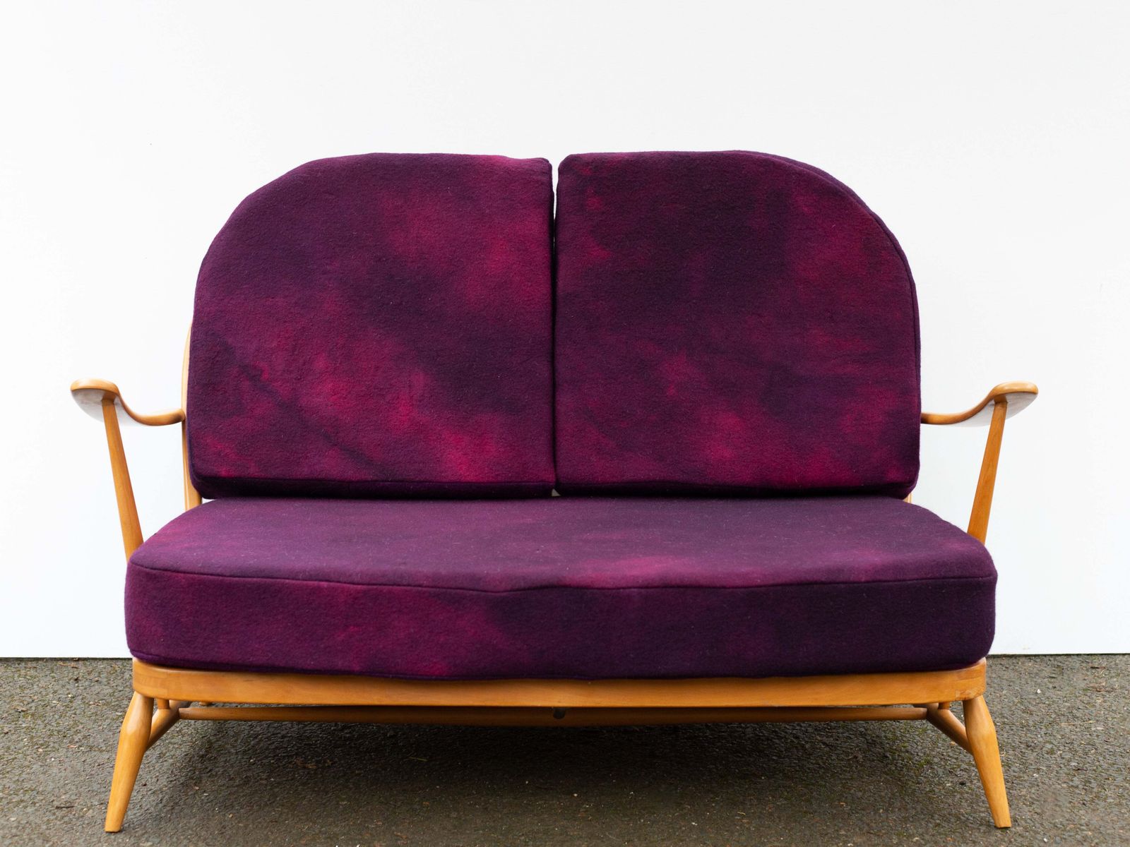 Vintage Ercol Windsor 203 Two Seater Sofa Fully Restored Aubergine Hand ...