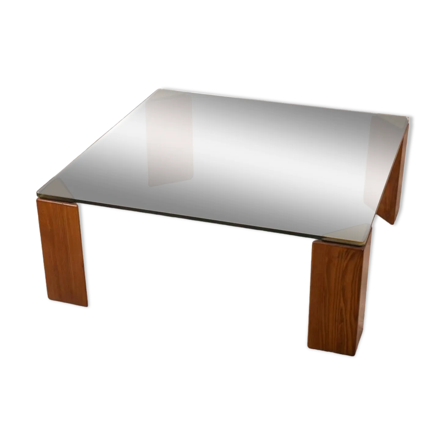 Vintage 80's Table In Wood, Brass And Glass, Italian Design | Vinterior