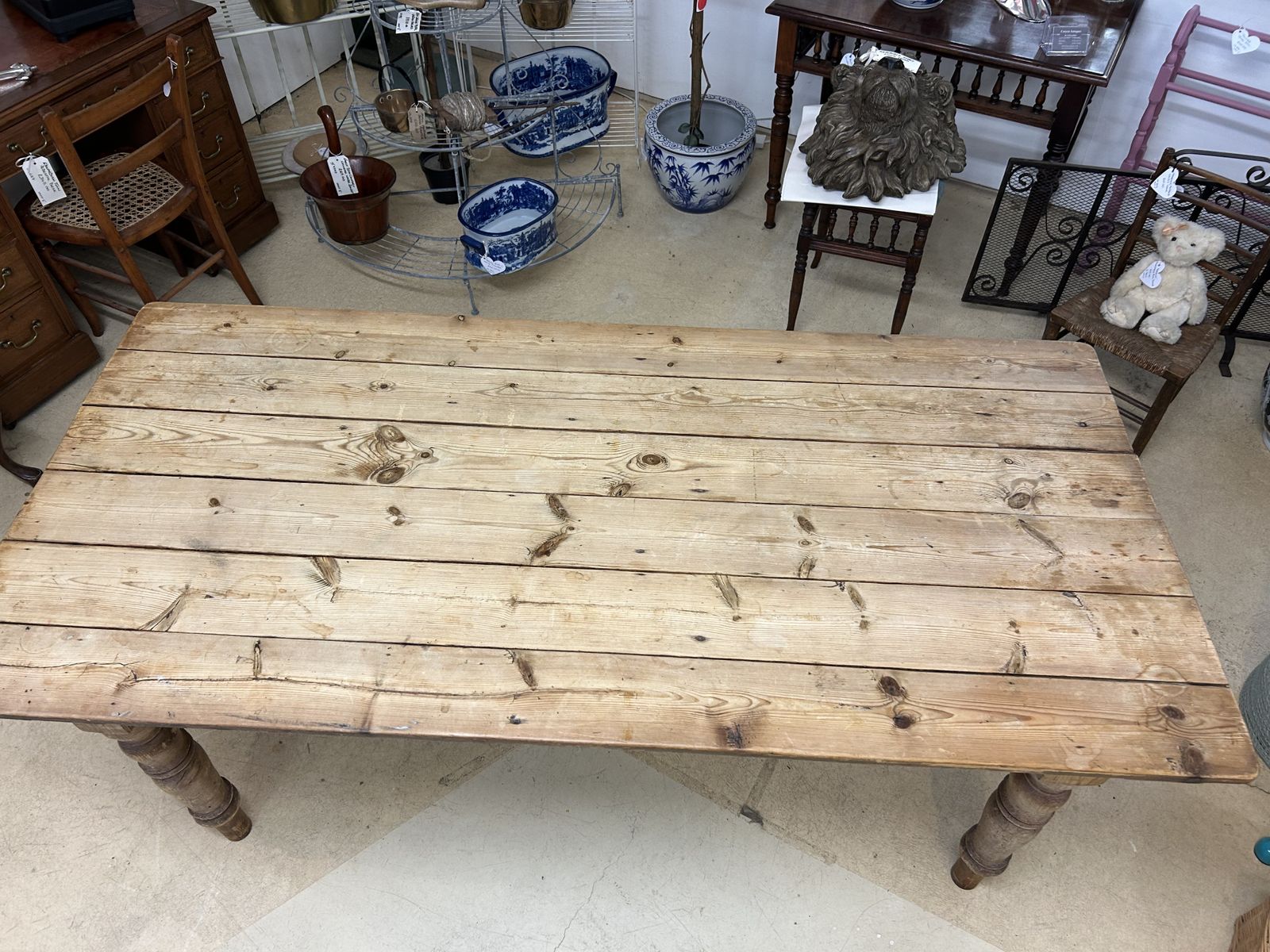 Large Victorian Pine Kitchen Table | Vinterior