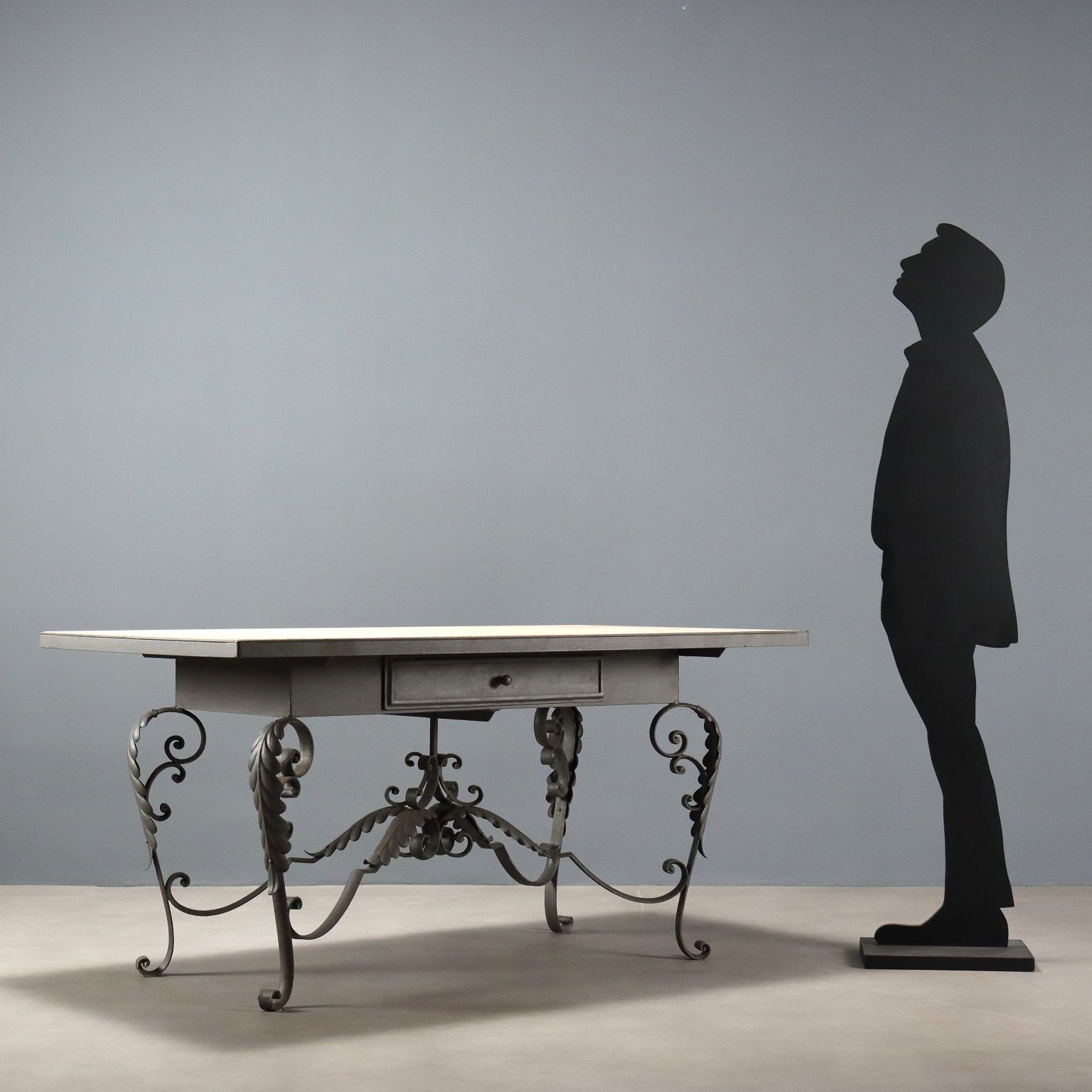 Antique Table Iron Marble Top Italy XX Century | Vinterior