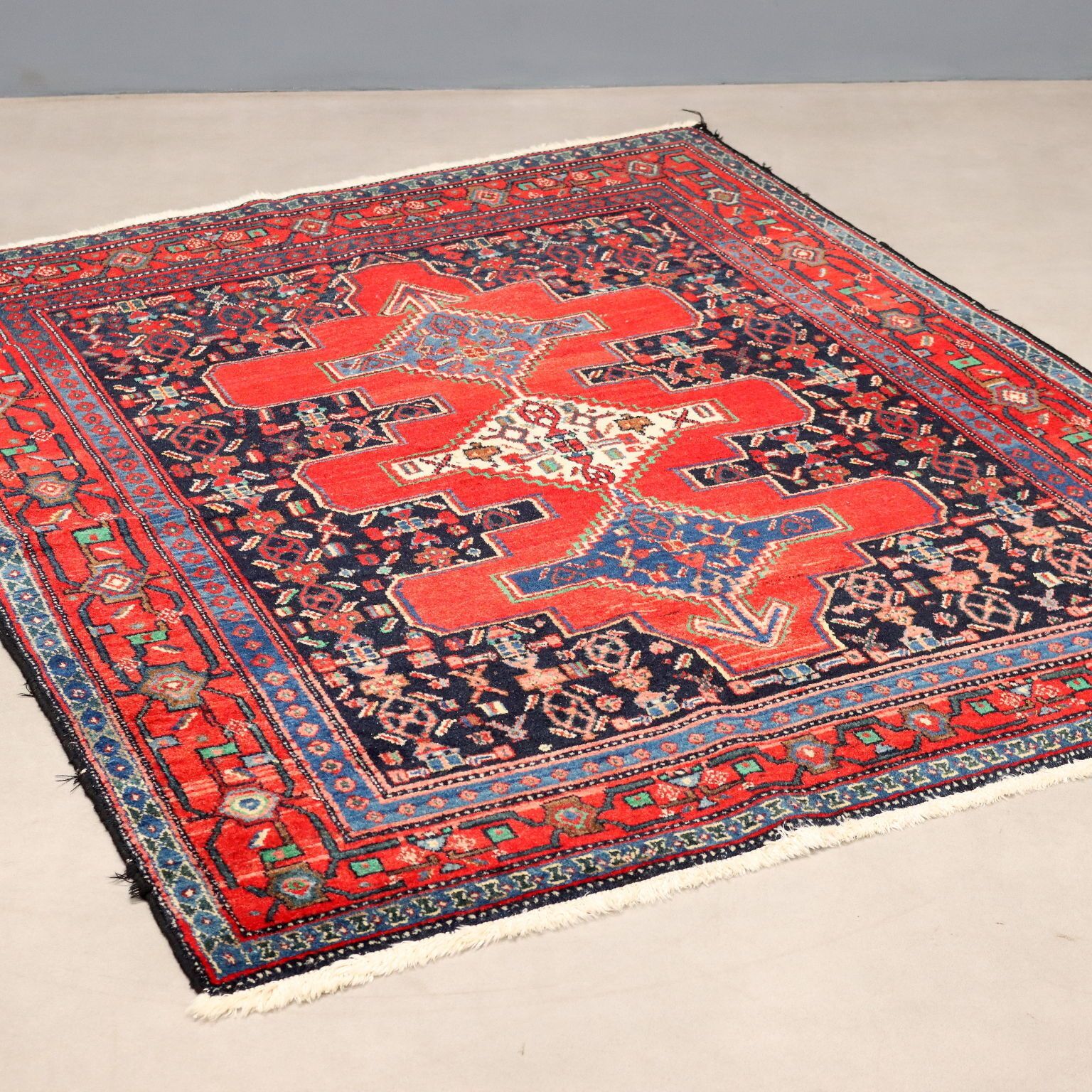 Antique Asian Carpet Cotton Wool Thin Knot 57 X 48 In | Vinterior