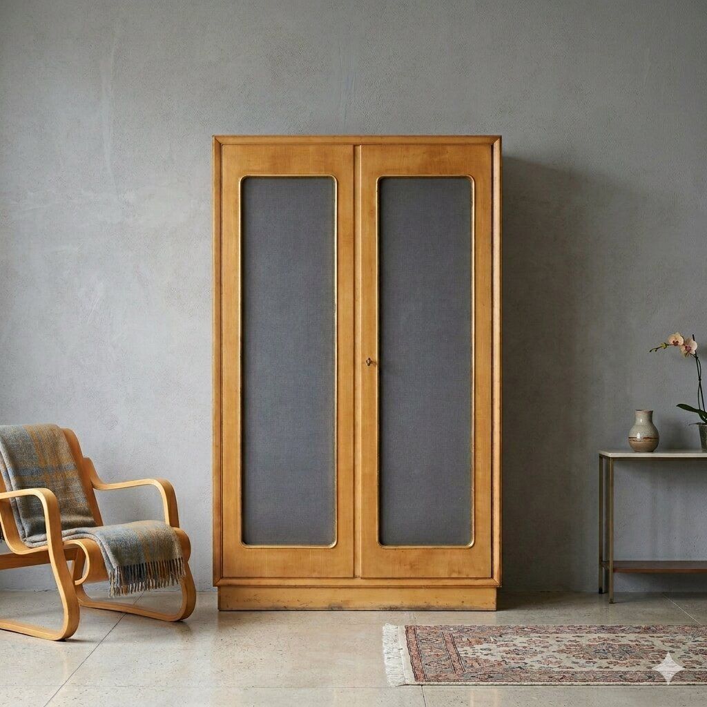 Vintage Wardrobe Maple Veneer Design Italy 1950s | Vinterior