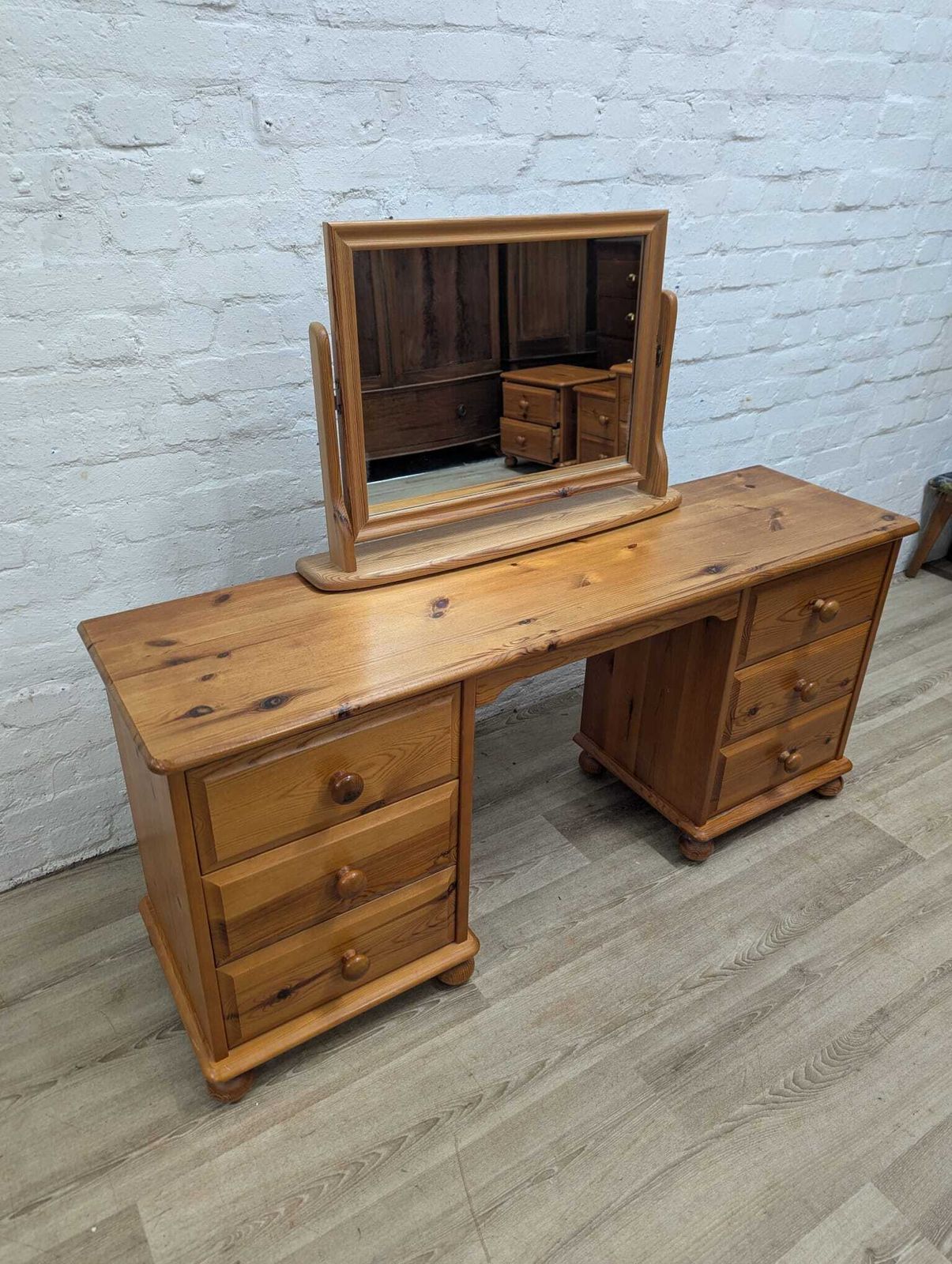 Contemporary Pine Twin Pedestal Dressing Table | Vinterior