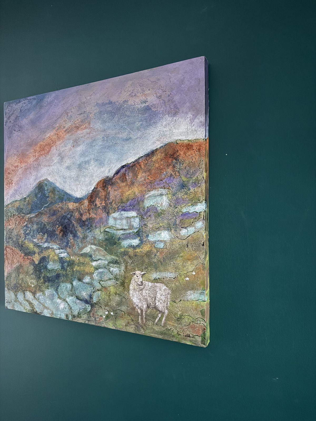 Ann Lamb – Original Mixed Media Landscape Painting, "Sheep On The Moors ...