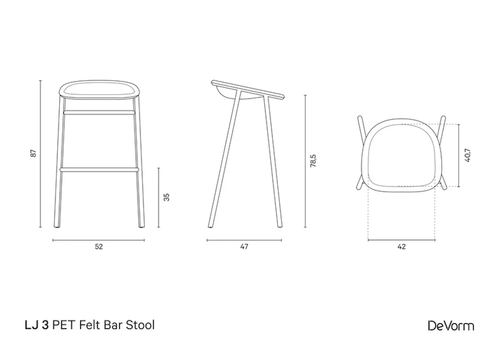 Devorm Lj 3 Pet Felt Bar Stool | Vinterior