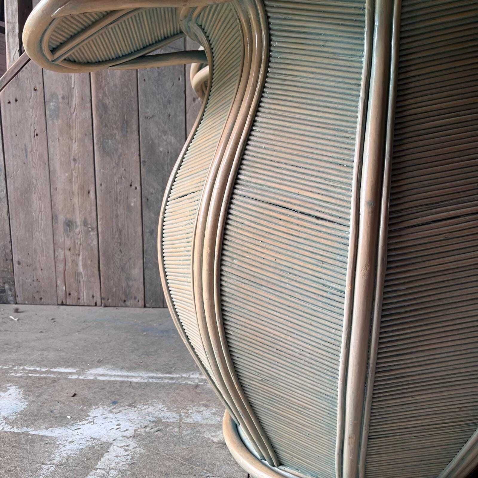Italian Bamboo Round Flower Table With Glass Top | Vinterior