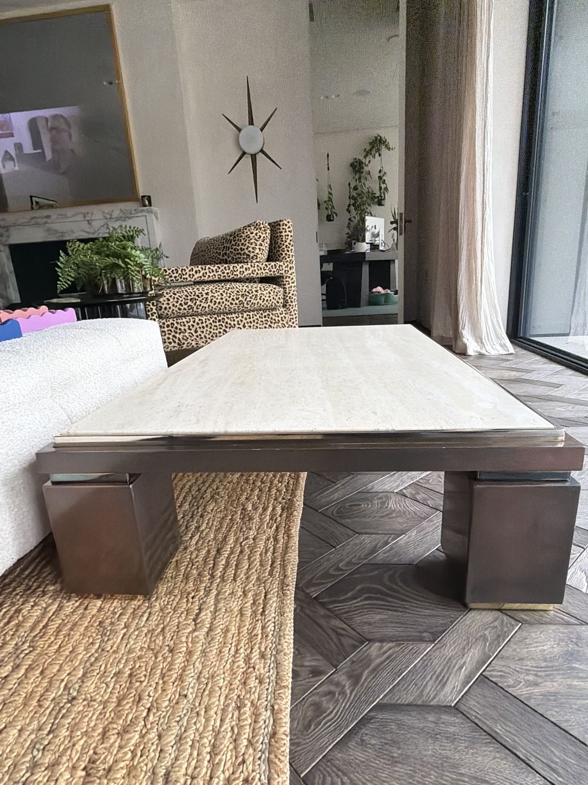 Belgochrom Copper And Travertine Coffee Table | Belgochrom | Vinterior