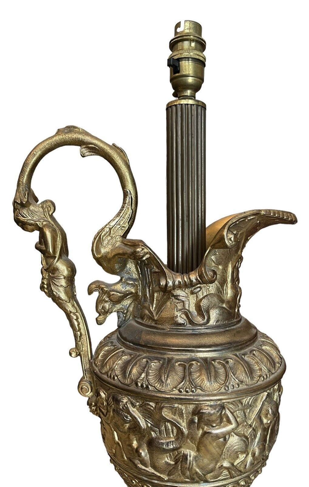 Antique Bronze French Ewer Renaissance Revival Cherub Lamps Circa 1940 ...
