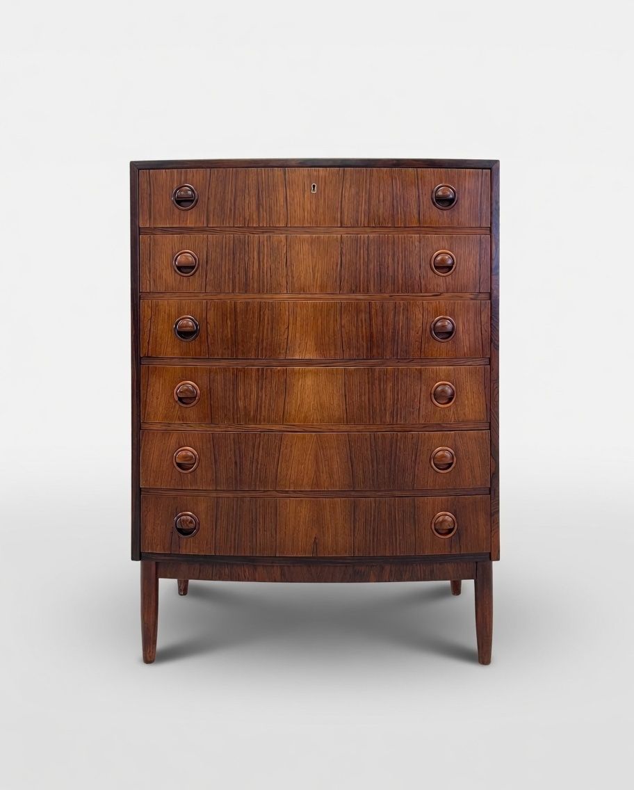 Rosewood Bowed Chest Of Drawers By Kai Kristiansen | Kai Kristiansen ...