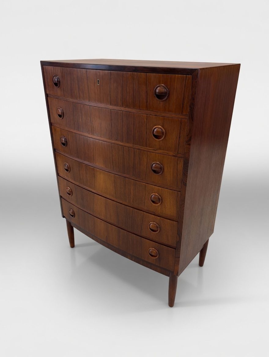 Rosewood Bowed Chest Of Drawers By Kai Kristiansen | Kai Kristiansen ...
