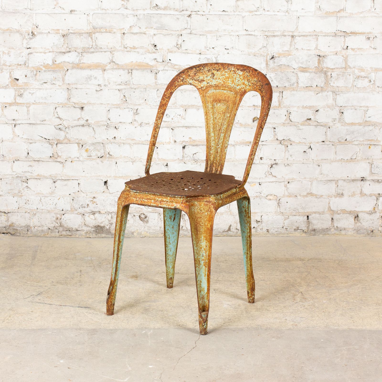 Blue / Green Vintage French Tolix Cafe Chair | Vinterior