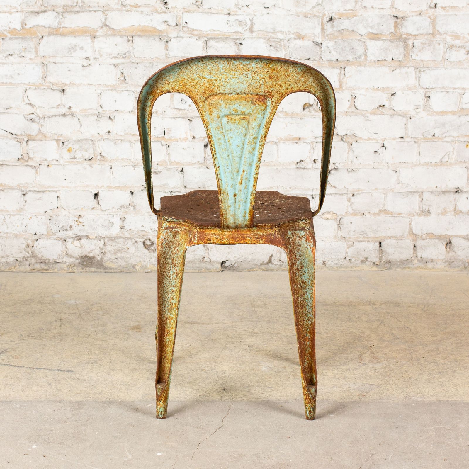 Blue / Green Vintage French Tolix Cafe Chair | Vinterior