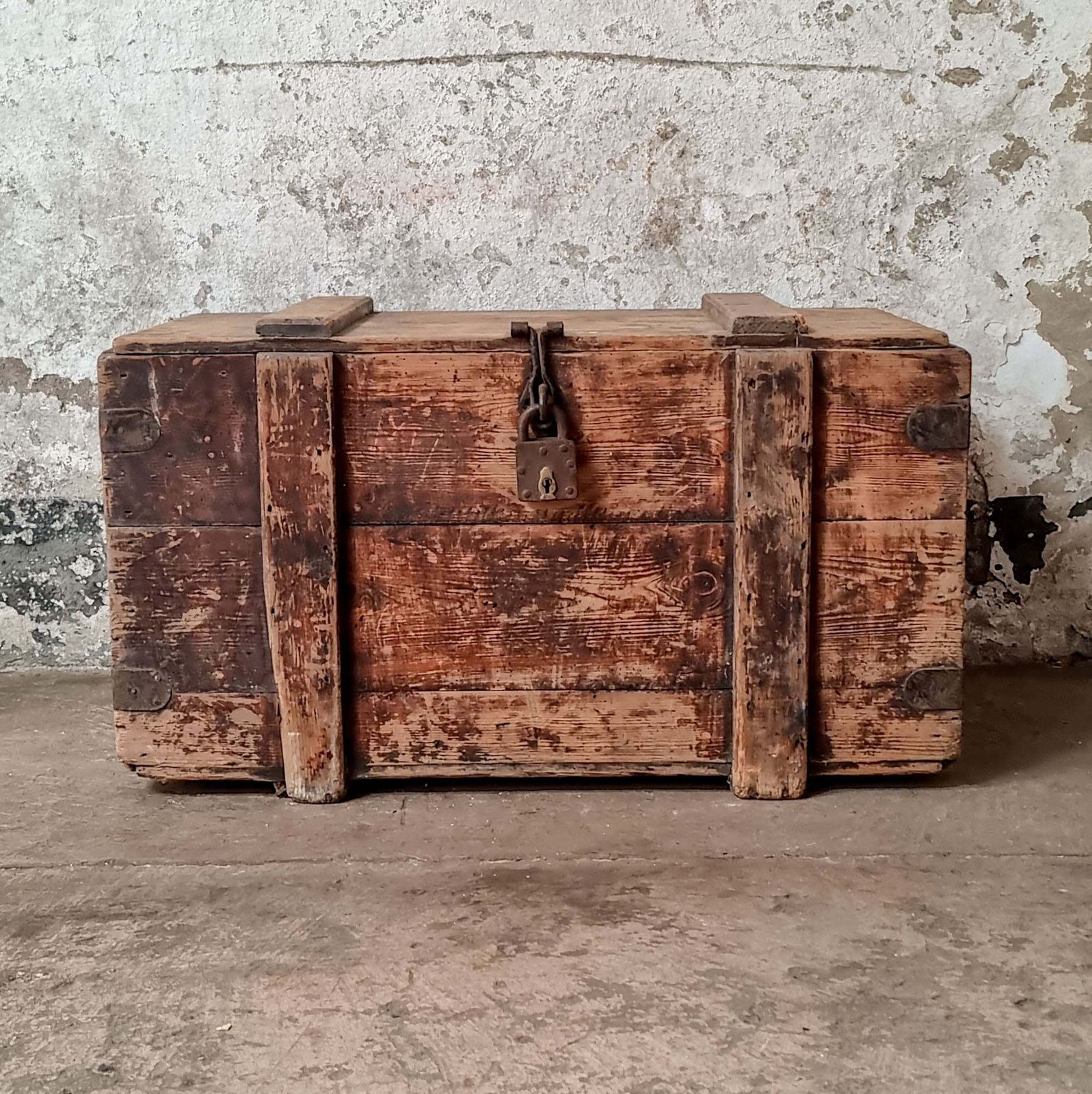 Antique Wooden Trunk, 1800s | Vinterior