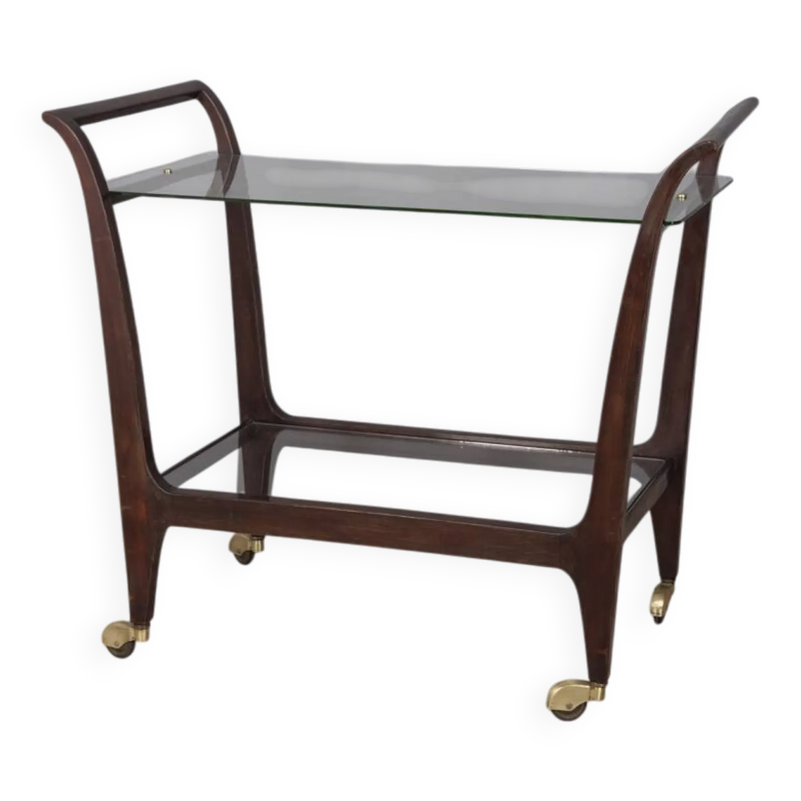 Vintage 1940s Wooden And Glass Italian Design Food Trolley | Vinterior