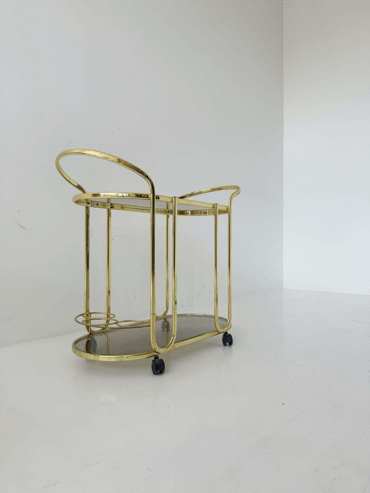 Italian Metal, Brass, And Smoked Glass Serving Trolley, 1970s | Vinterior