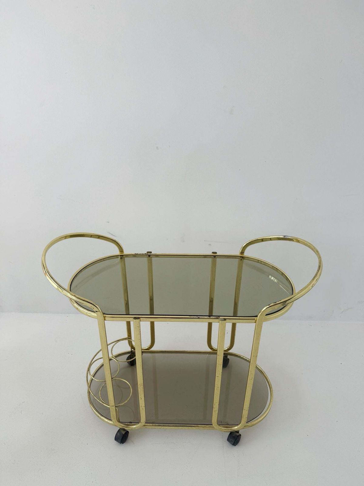 Italian Metal, Brass, And Smoked Glass Serving Trolley, 1970s | Vinterior