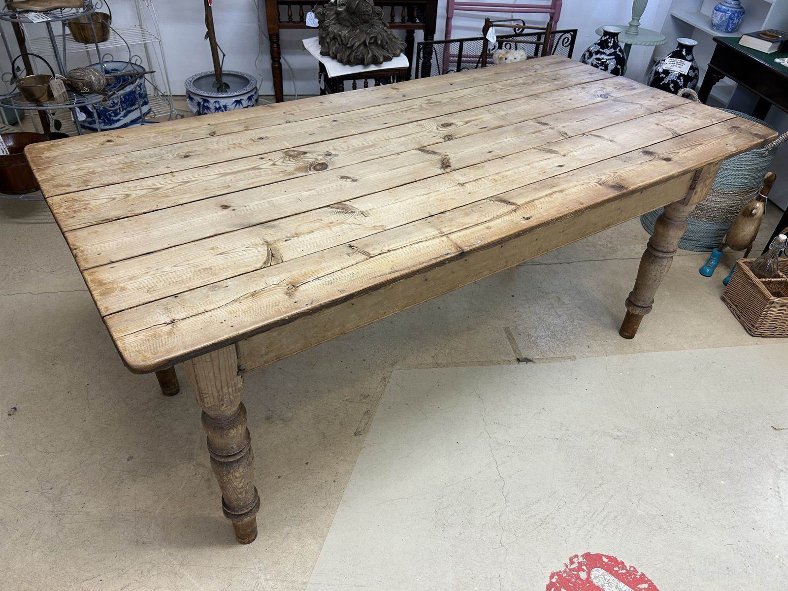 Large Victorian Pine Kitchen Table | Vinterior