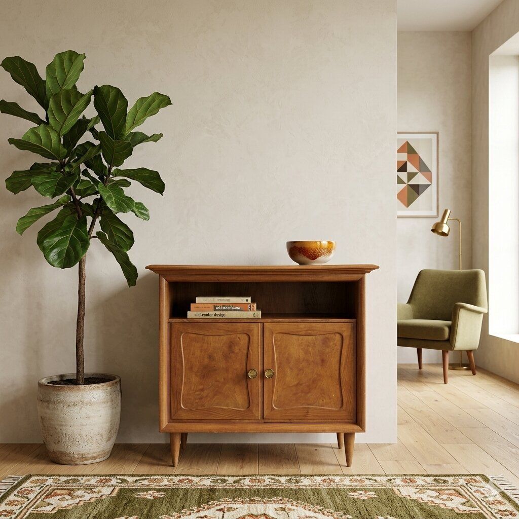 Vintage Small Cabinet Walnut Veneer Design 1950s | Vinterior