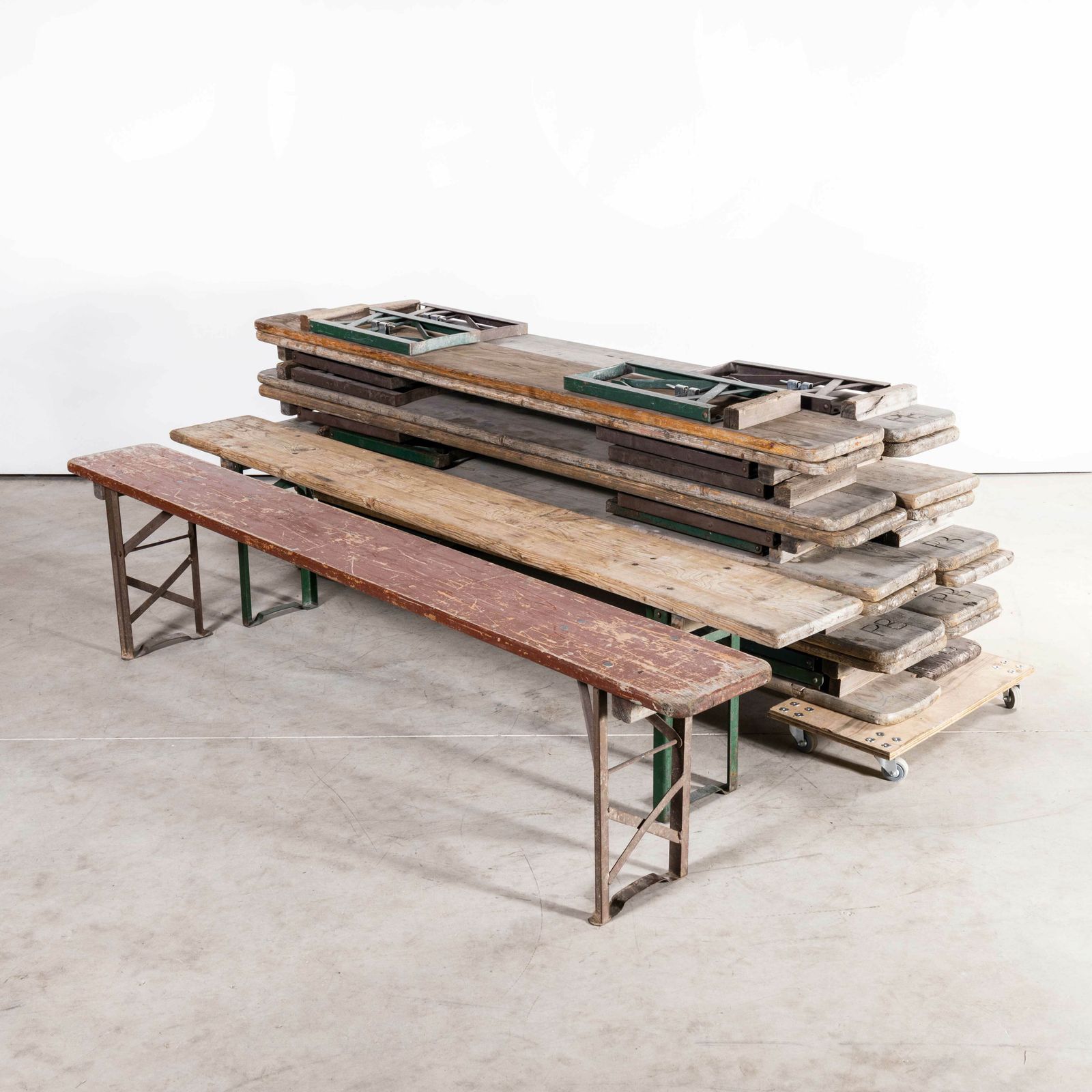 1950's Ex Army Large French Folding Benches | Vinterior