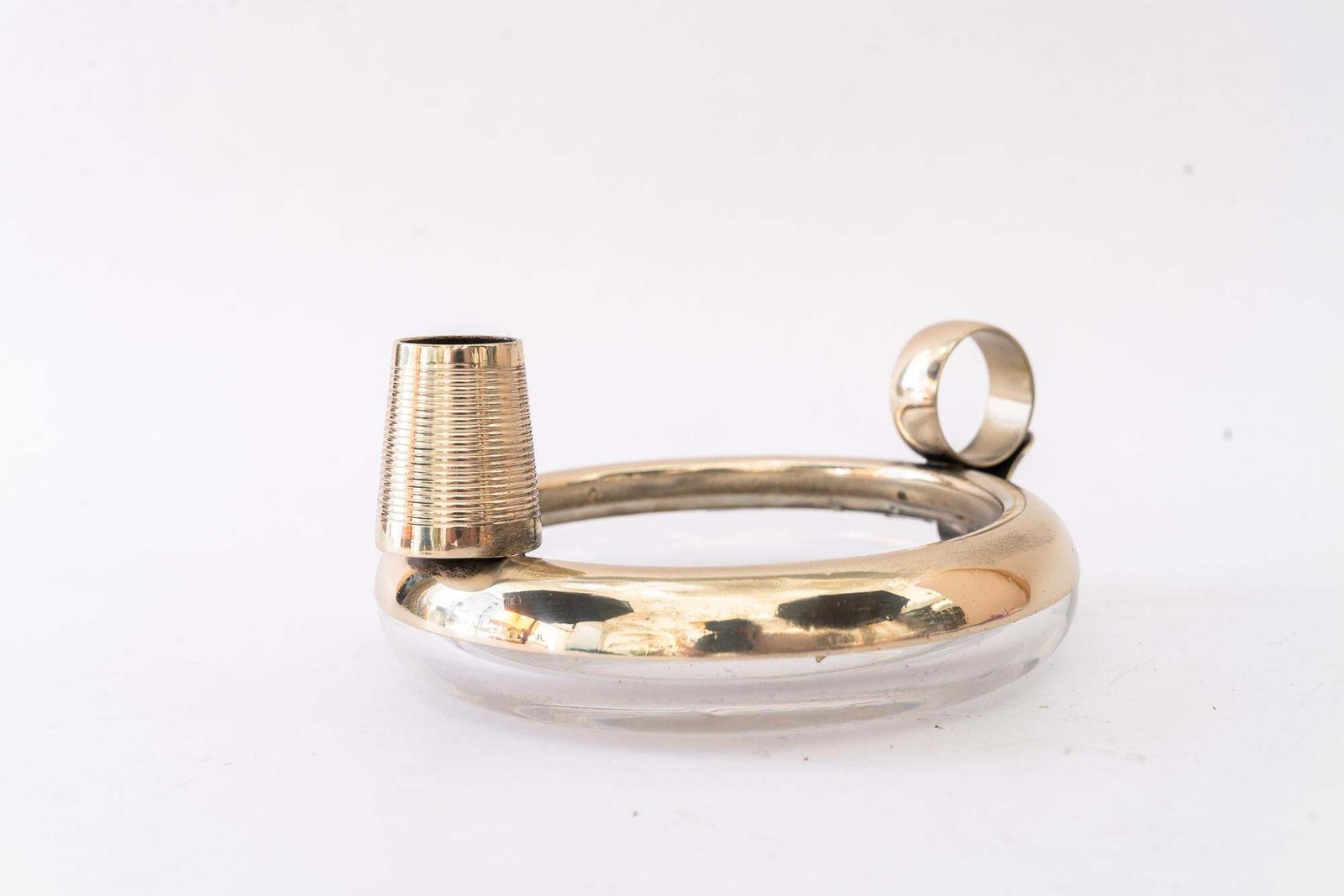 Art Deco Astray With Glass And Candle Holder Alpaca 1920s | Vinterior