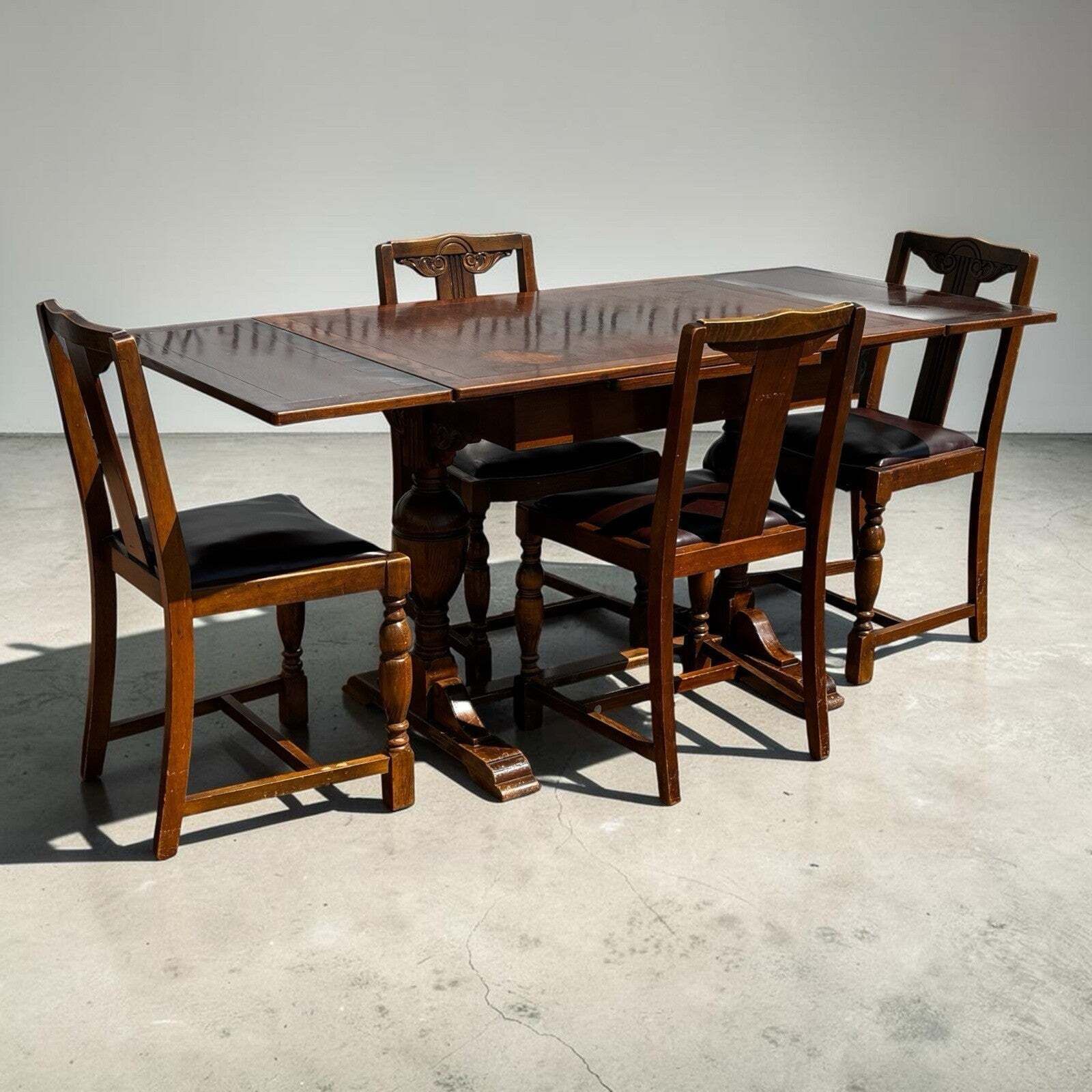 Extending Draw Leaf Table & 4 Chairs | Vinterior