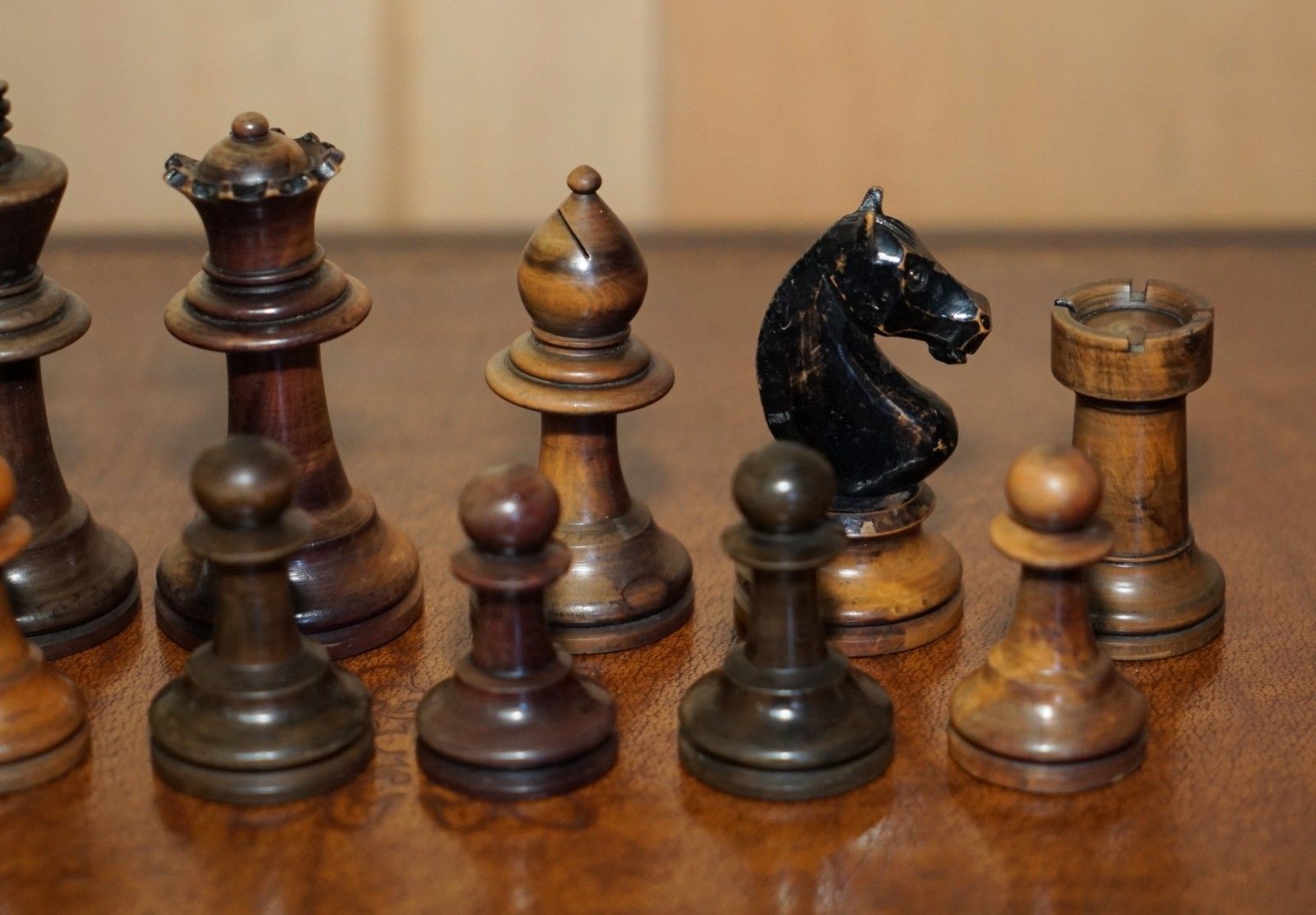 Weighted Antique Victorian Large Staunton Pattern Chess Set Original ...