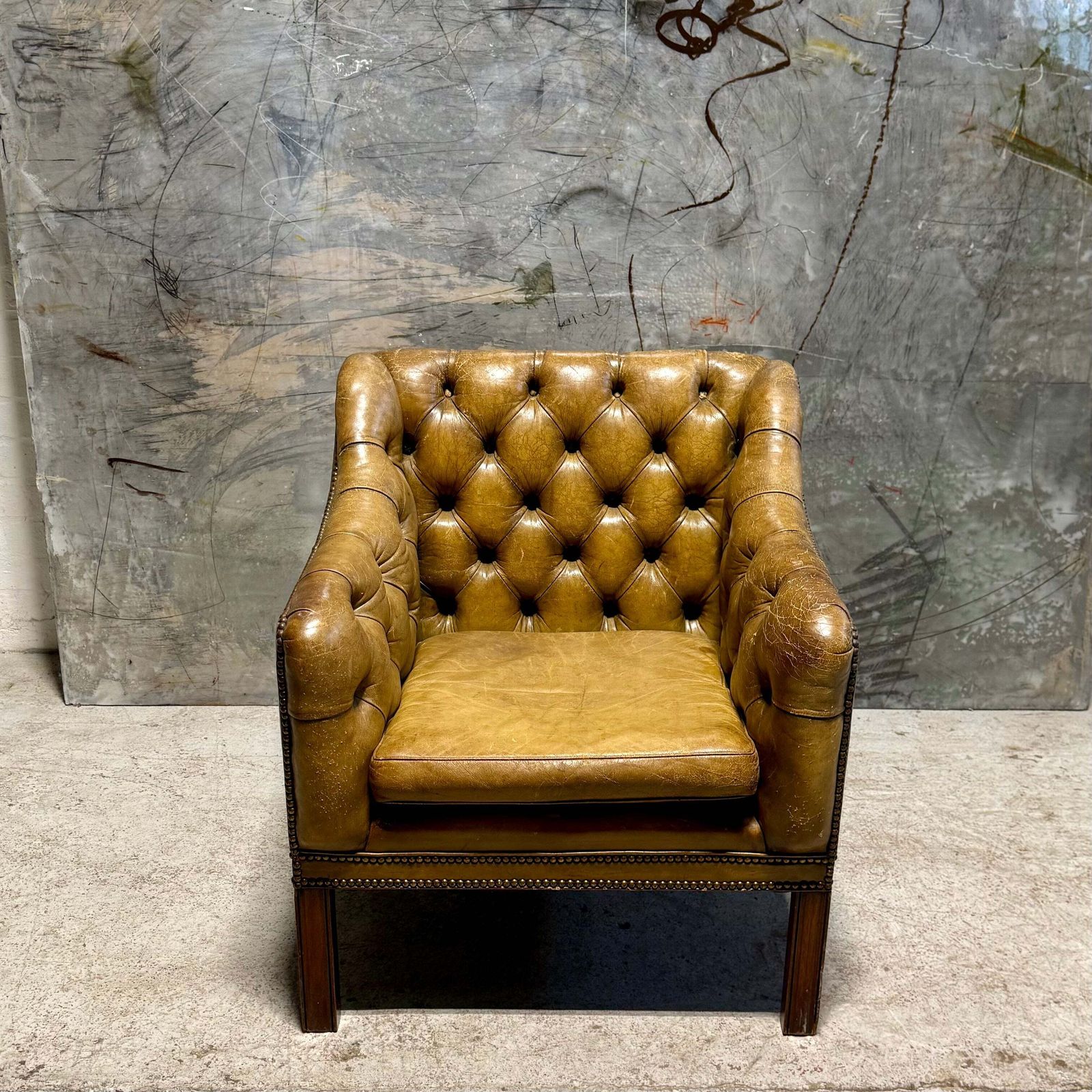 Midc Hand Dyed Leather Library Chair | Vinterior