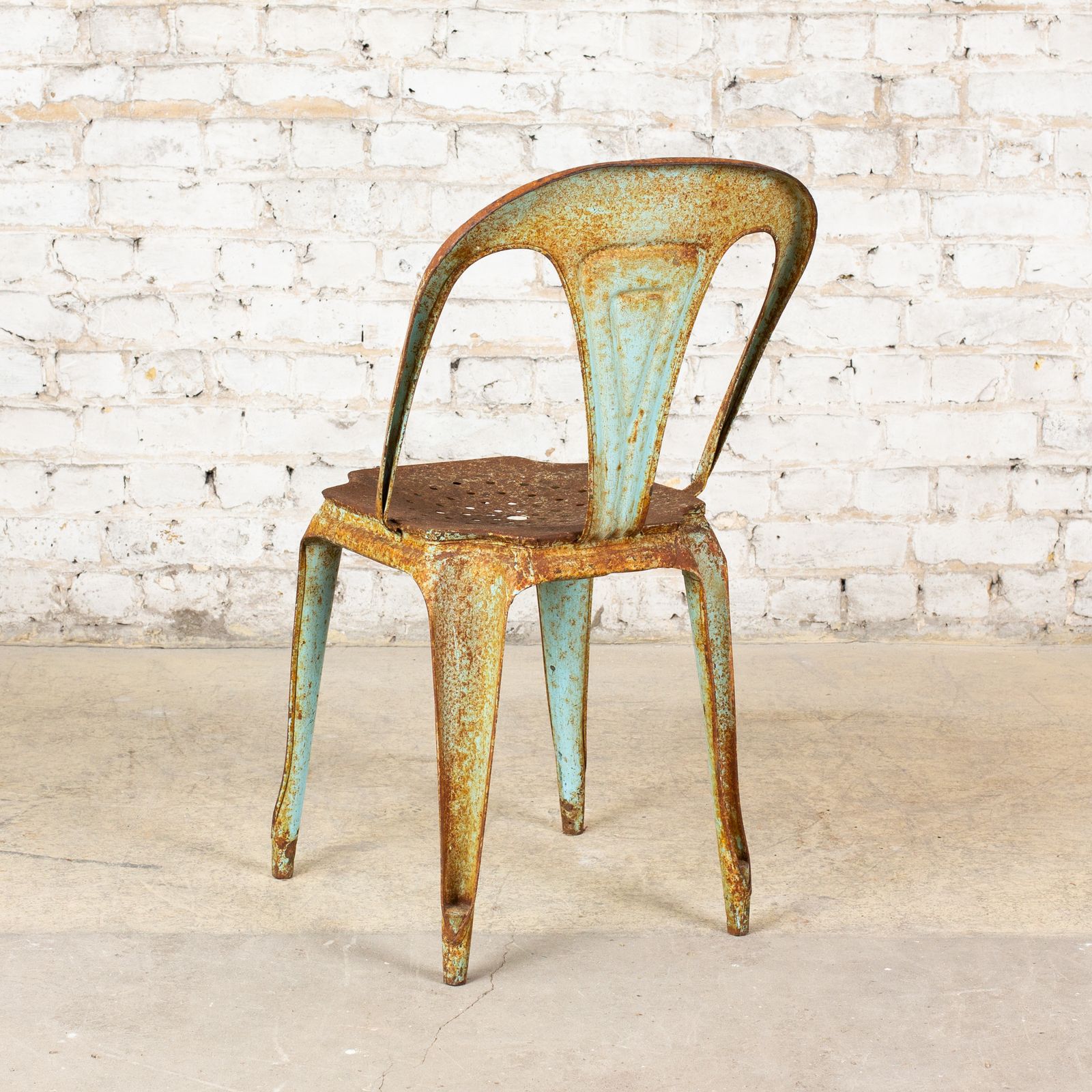 Blue / Green Vintage French Tolix Cafe Chair | Vinterior