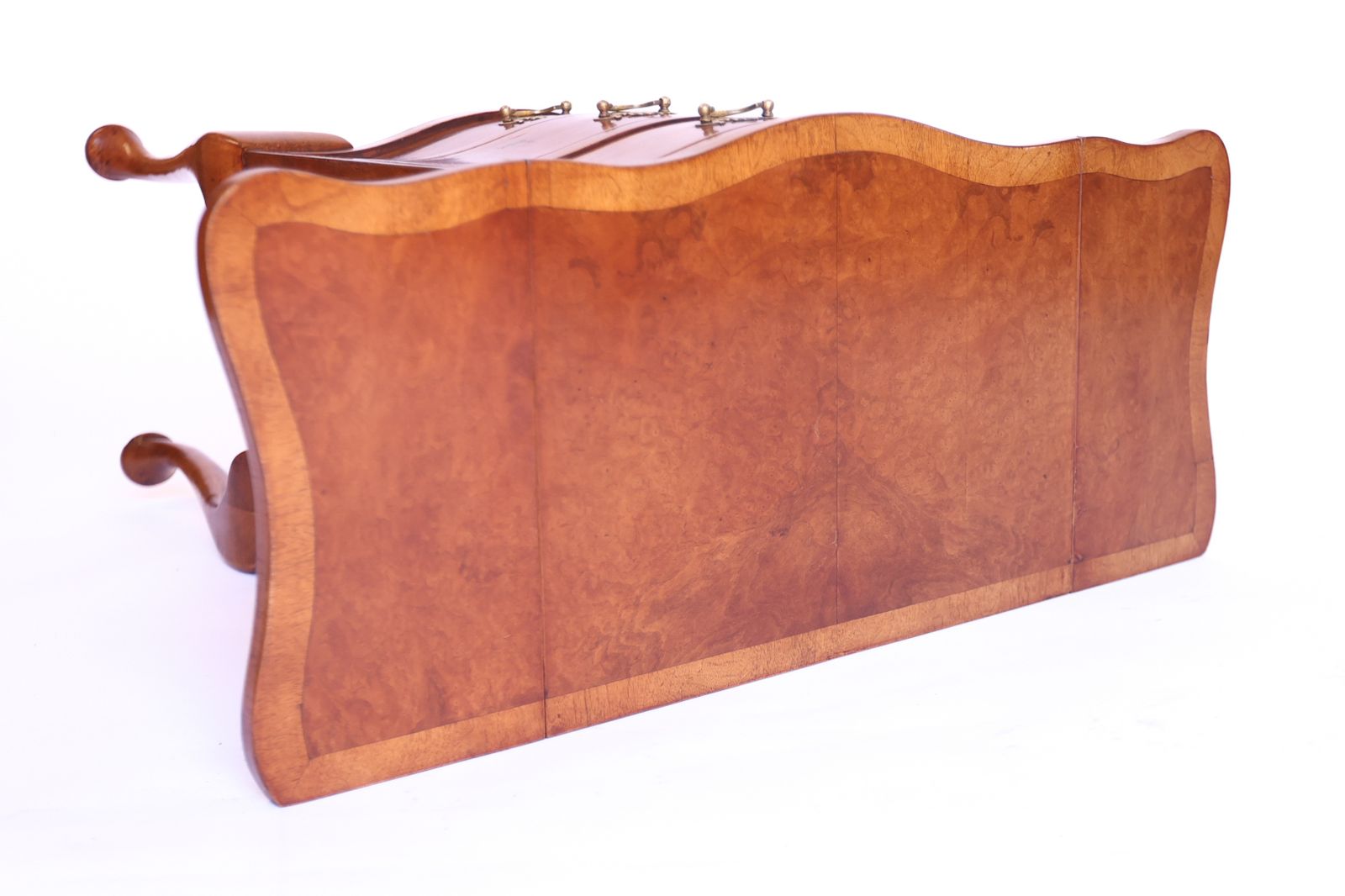Small Burr Walnut 3 Drawer Drop Leaf Chest 1930s | Vinterior