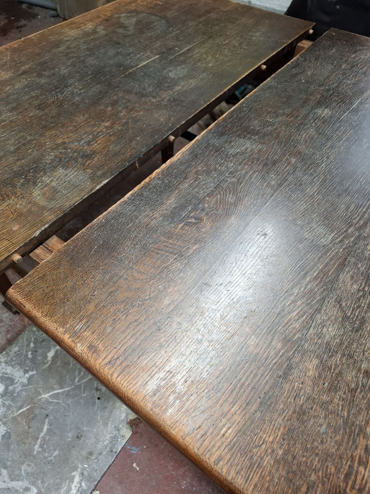 Solid Oak Kitchen Table With A Joseph Fitter (Patent) Style Expander ...