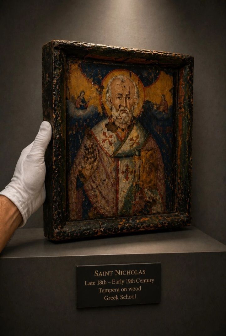Museum Quality Antique Orthodox Icon St Nicholas 17th/18th C Panel ...