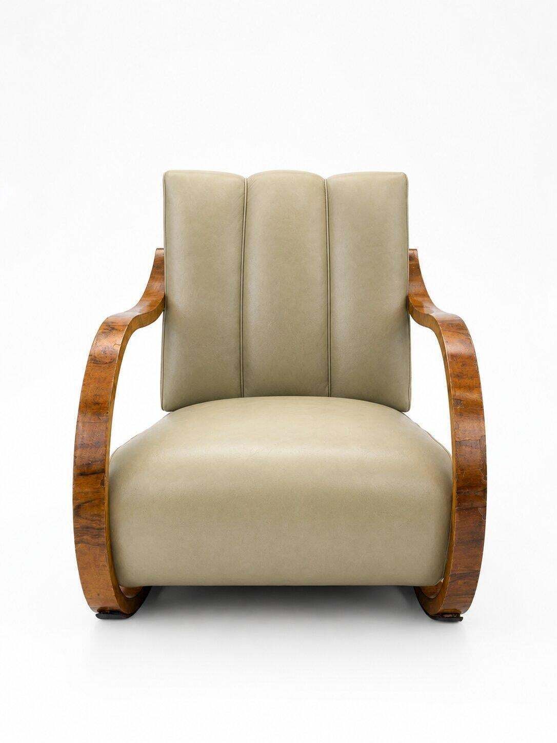 Swedish Art Deco Leather Rocking Chair, 1930s | Vinterior