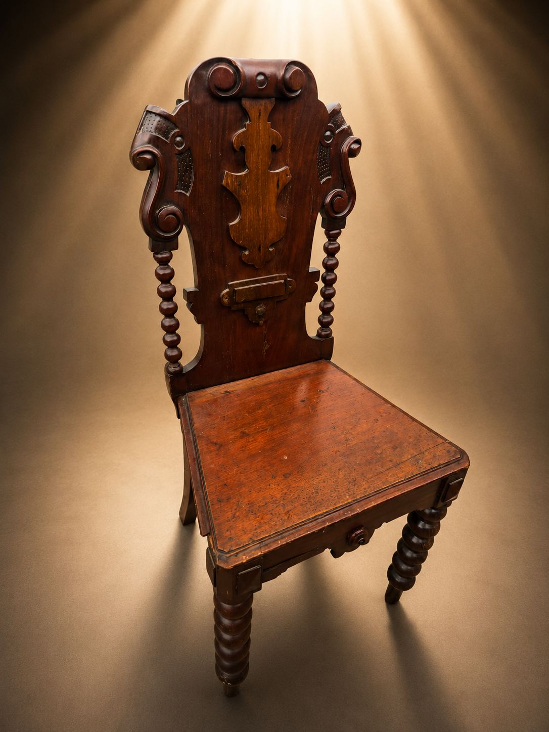 Rare Antique Barley Twist Oak Hall Chair Carved Side Chair | Vinterior