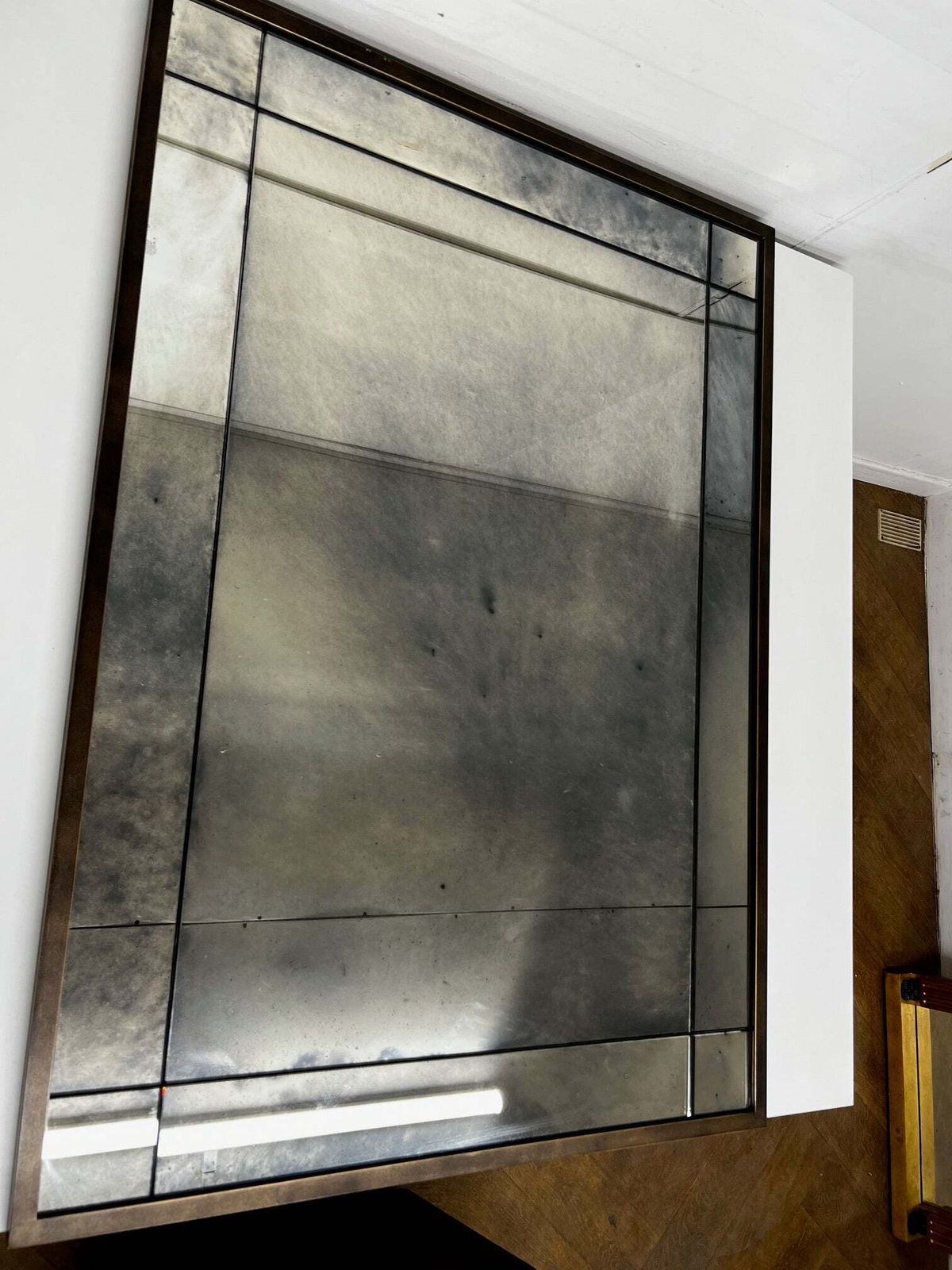 Art Deco Style Contemporary Brass Framed Mercury/Silvered Glass Wall ...