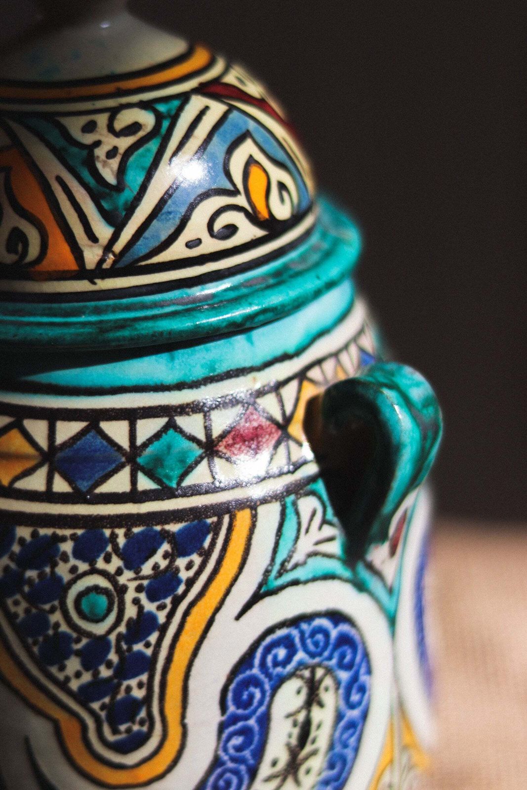 Vintage Moroccan Lidded Jar With Twin Handles | Vinterior