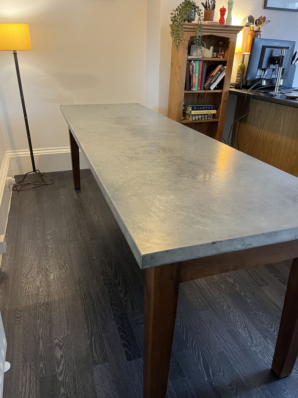 Industrial Style Solid Zinc Topped Dining Table | Vinterior