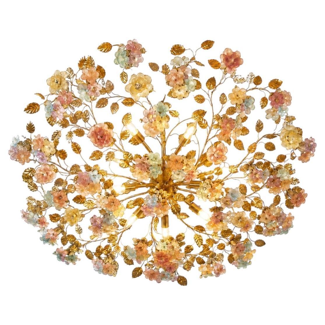 Pink Floreal Murano Chandelier, 1980's | Vinterior