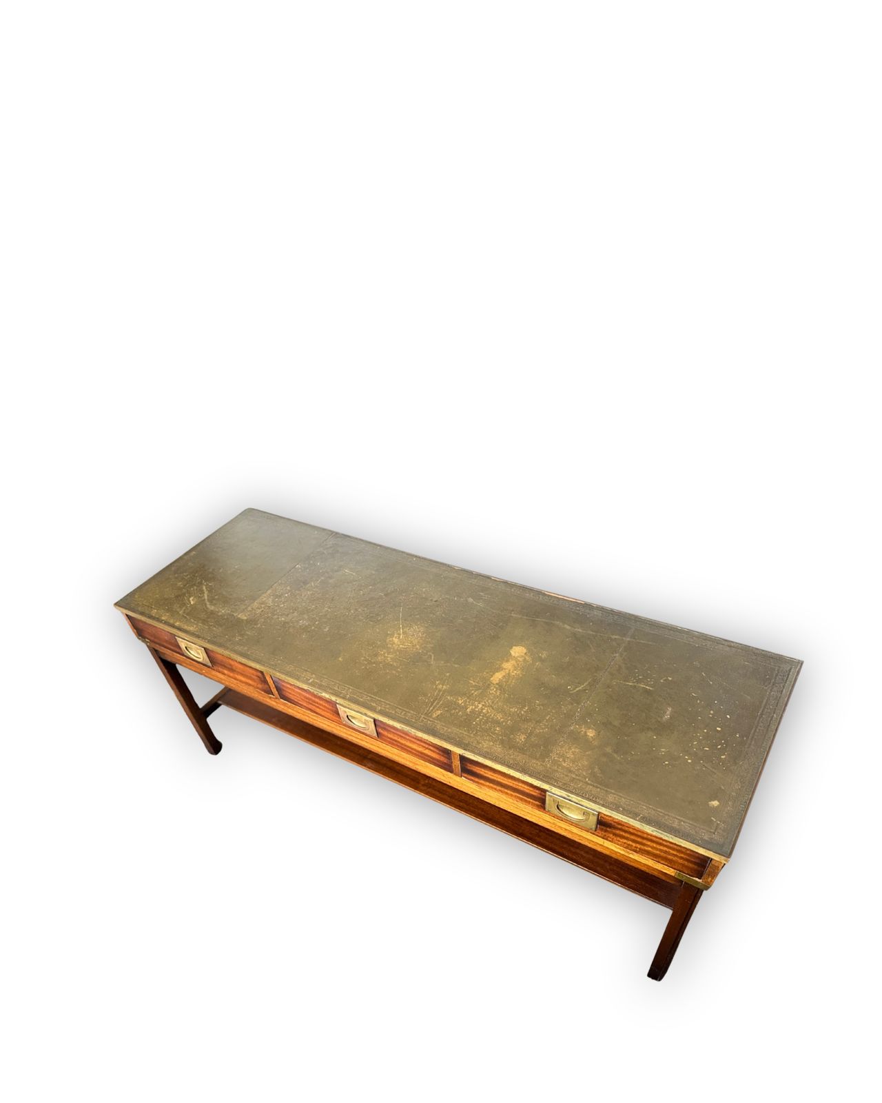 Military Campaign Leather Top Coffee Table | Bevan Funnell Reprodux ...