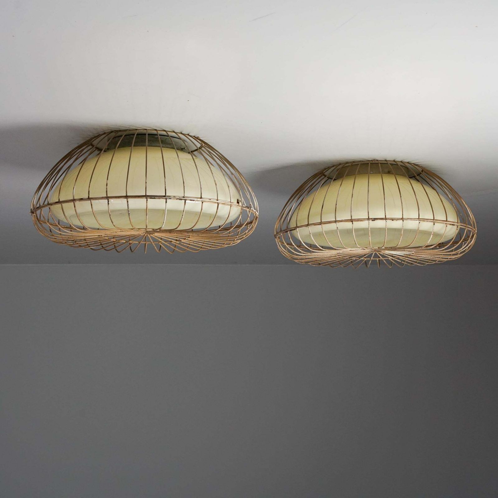 Pair Of Model 82400 Glass Flush Mounts, Gunnel Nyman, Taito Oy, 1940s ...