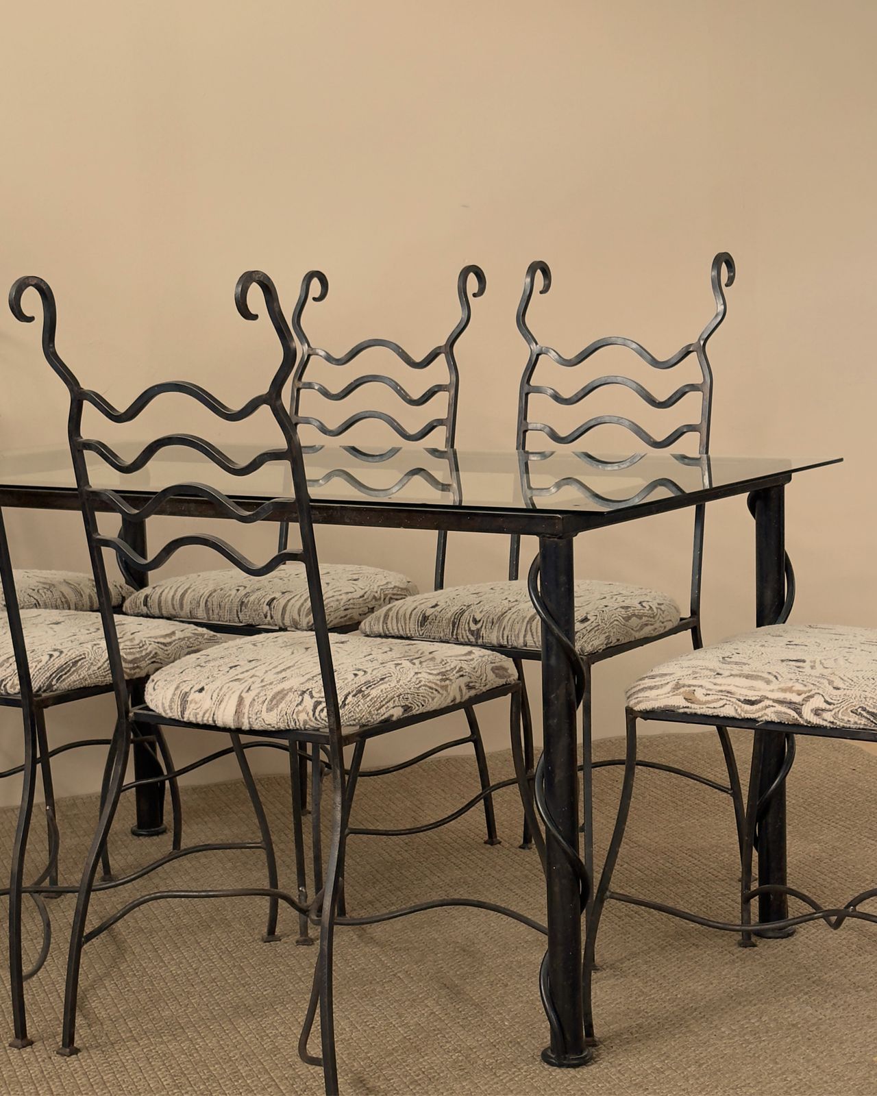 Vintage Bespoke Set Of 6 Iron Dining Chairs | Vinterior