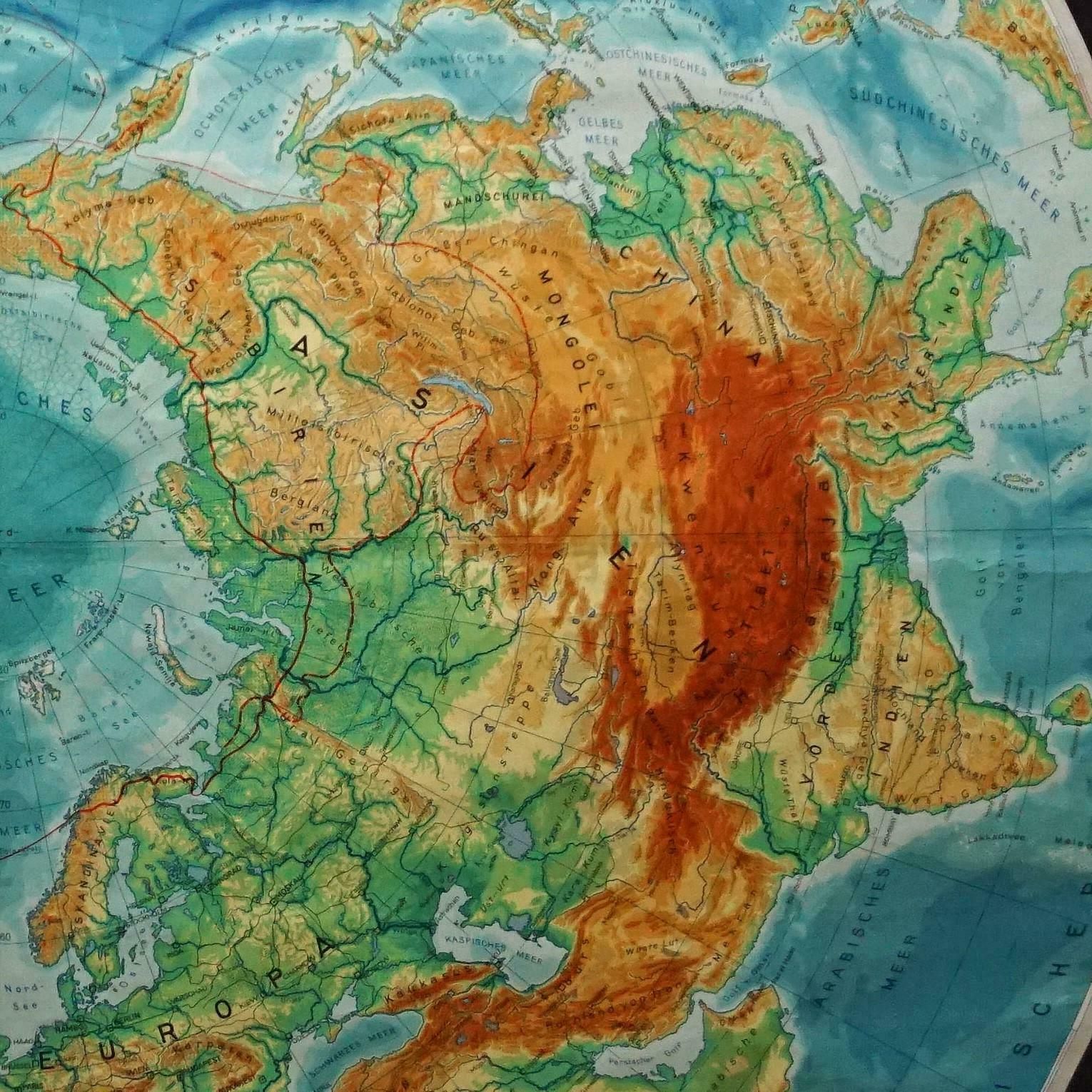 Northern Hemisphere Of The Earth Rollable Map Vintage Wall Chart ...