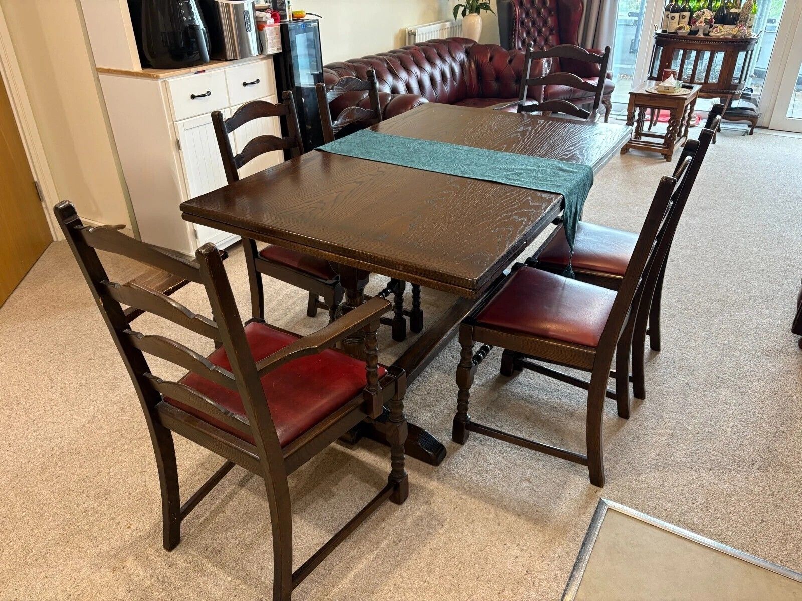 Vintage English Dining Table Set By Jaycee Furniture – 6 Chairs ...
