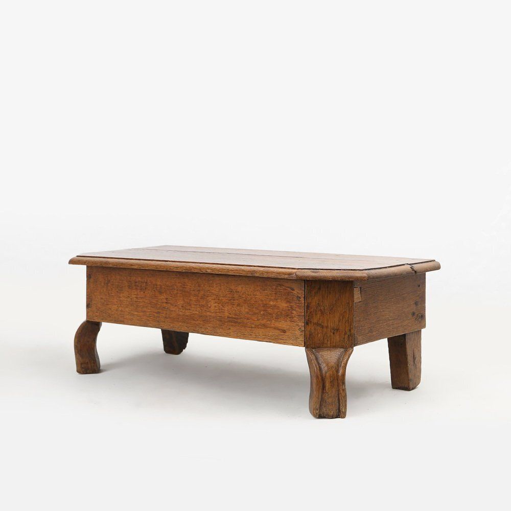 Rustic Low Church Stool In Oak, France, 1900 | Vinterior