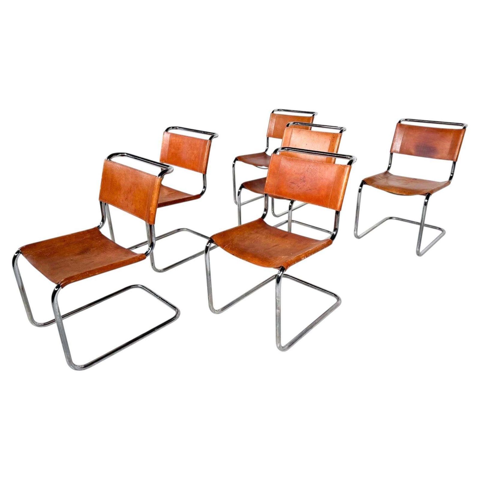 Set Of 6 Chairs S 33 By Thonet , Italy Original Leather | Thonet ...