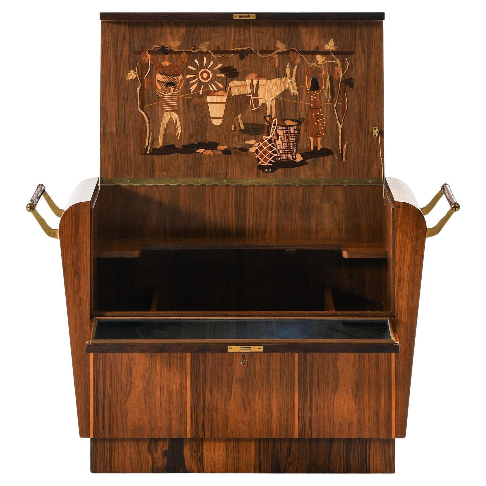 Rare Bar Trolley In Brass And Rosewood By Erik Matsson, 1930s | Vinterior