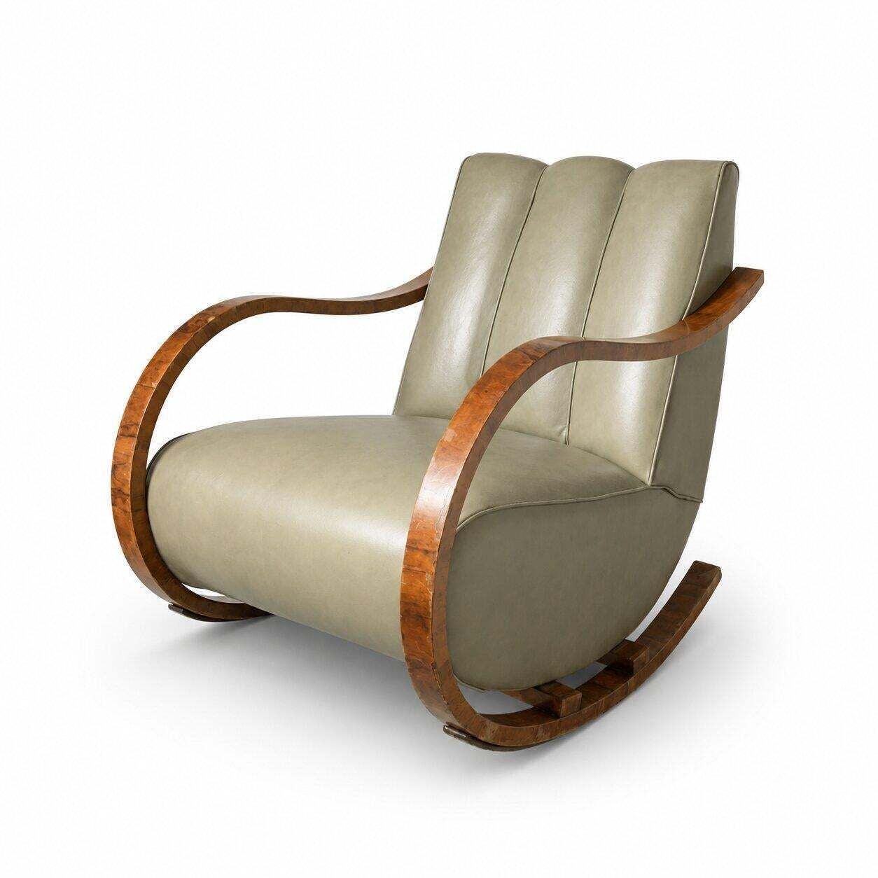 Swedish Art Deco Leather Rocking Chair, 1930s | Vinterior