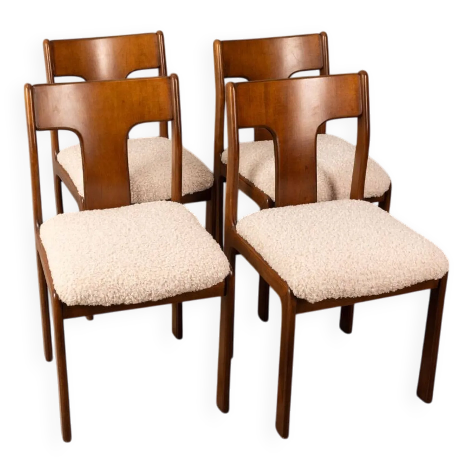 Set Of 4 Vintage Chairs 70s White Fabric Italian Design | Vinterior