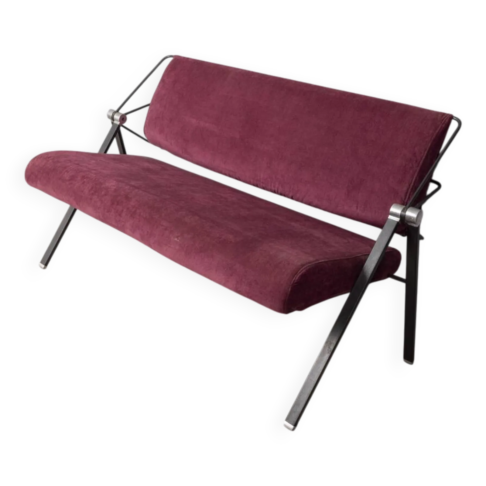 Vintage 70s Burgundy Fabric Sofa Formanova Design | Vinterior