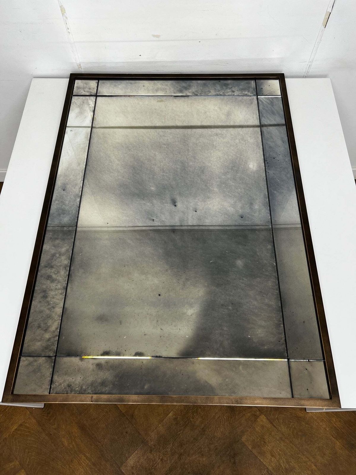 Art Deco Style Contemporary Brass Framed Mercury/Silvered Glass Wall ...